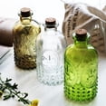 Vintage Embossed Green Glass Small Reed Diffuser Bottle with Cork Lid ...