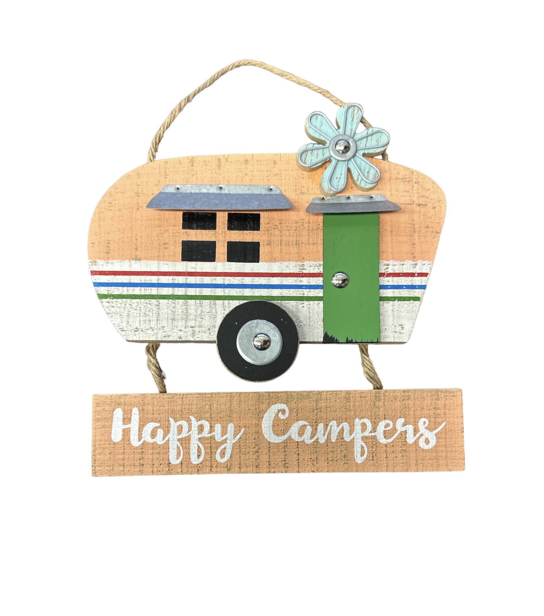 8" Wooden Hanging Happy Campers Sign, Orange - Walmart.com