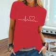 Short Sleeve Top for Women Relaxed Fit Crew Neck Letter Printed Blouses ...