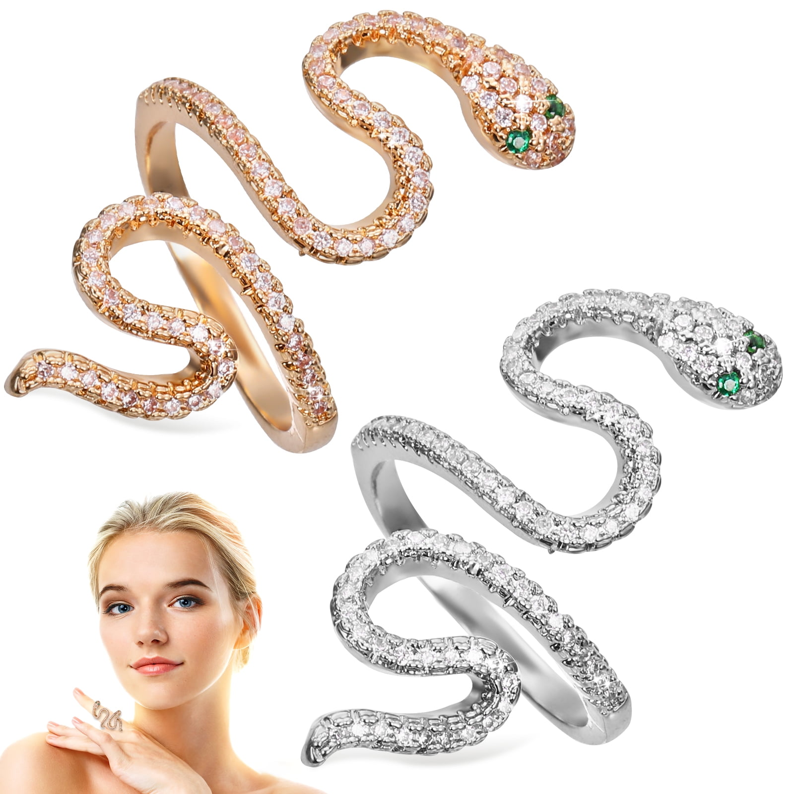 Click here for Masteelfca 2 Pcs Rings Snake Rings Animal Band Rin... prices