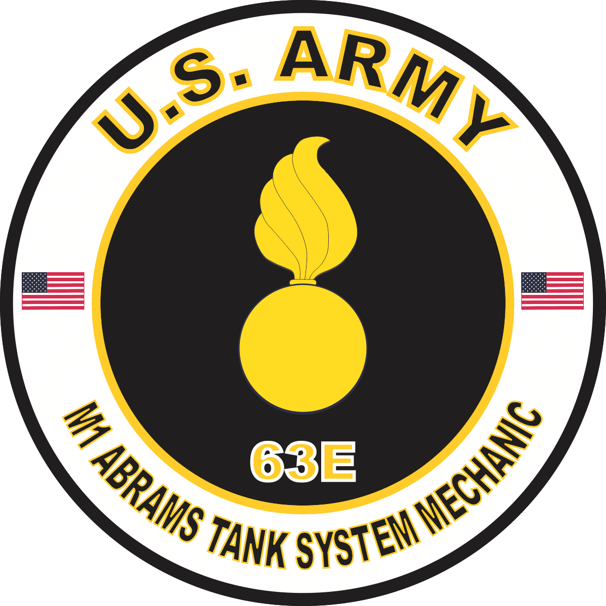 3.8 Inch U.S. Army MOS 63E M1 Abrams Tank System Mechanic Decal ...