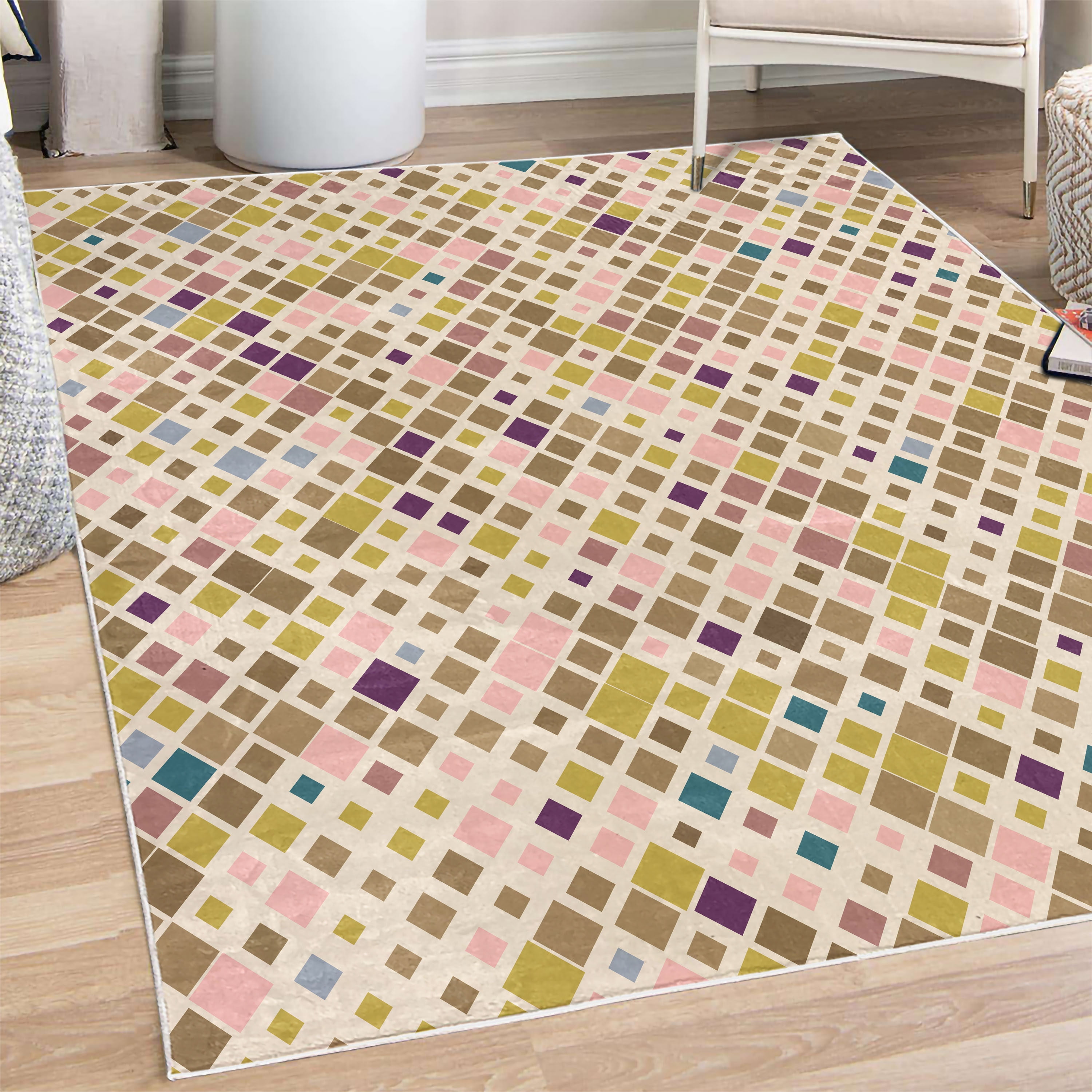 Ethnic Decorative Rug, Retro Mosaic Creative Pattern Square Rhythm ...