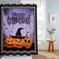Bathroom Shower Curtain Halloween Pumpkin Ghost Witch Hat Crow ...