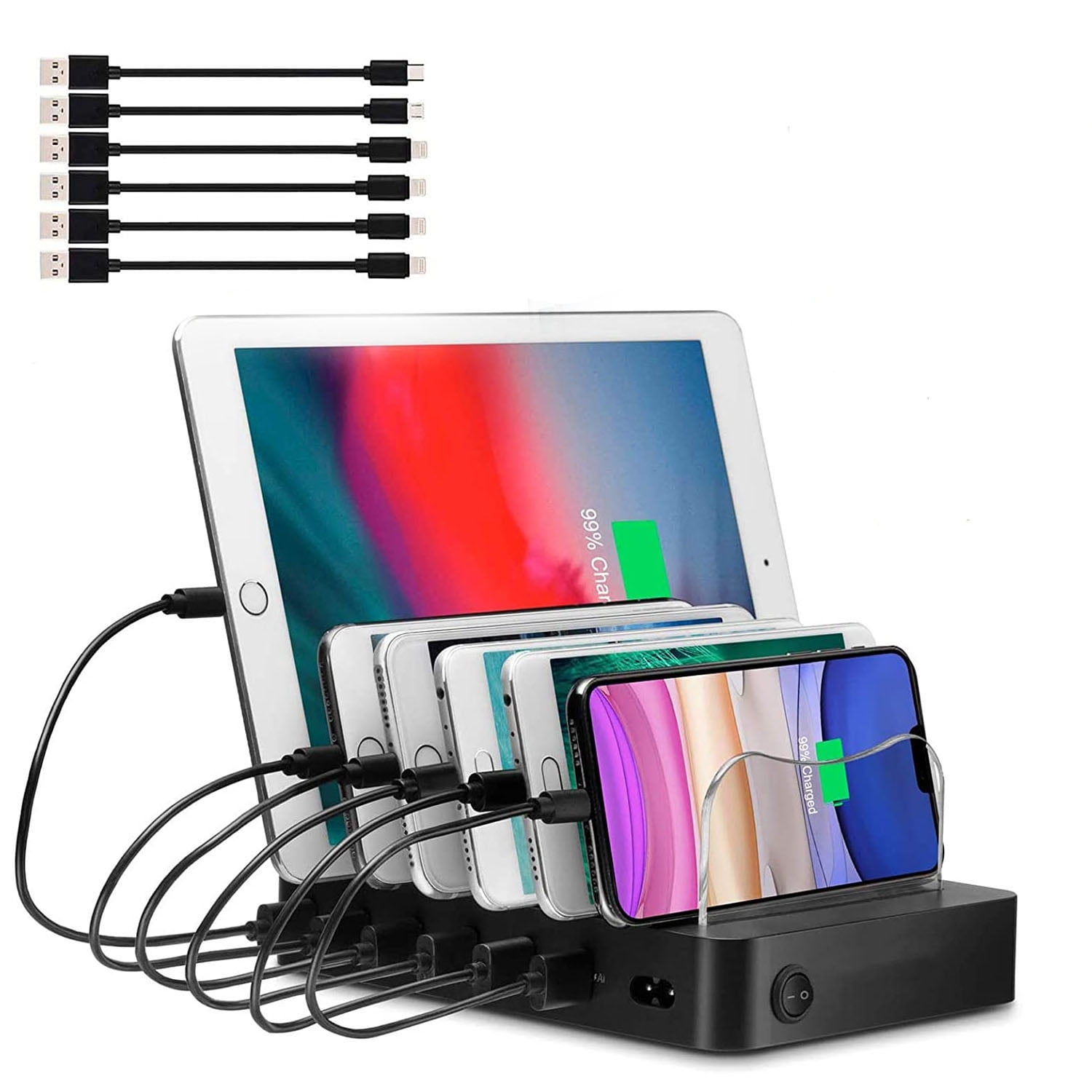 Sidiyang USB Charging Station 6 Ports Multi Device Dock Desk Organizer ...