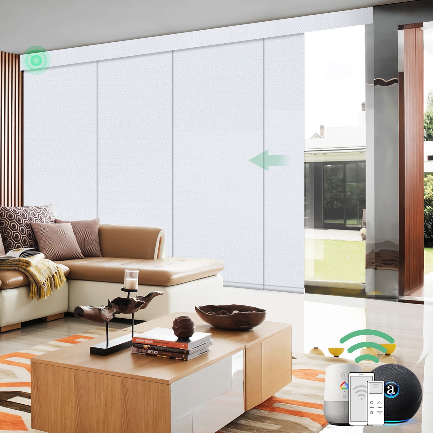 Yoolax Motorized Sliding Panel Track Blind Blackout Smart Vertical ...