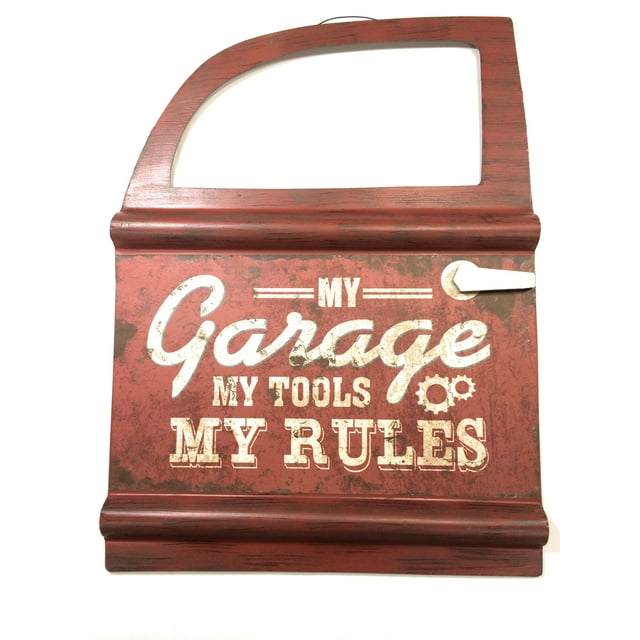 Red My Garage My Rules Rustic Metal Sign - Walmart.com