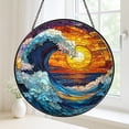 Coastal Wave Glass Suncatcher for Window Decor, Surf Inspired Light ...