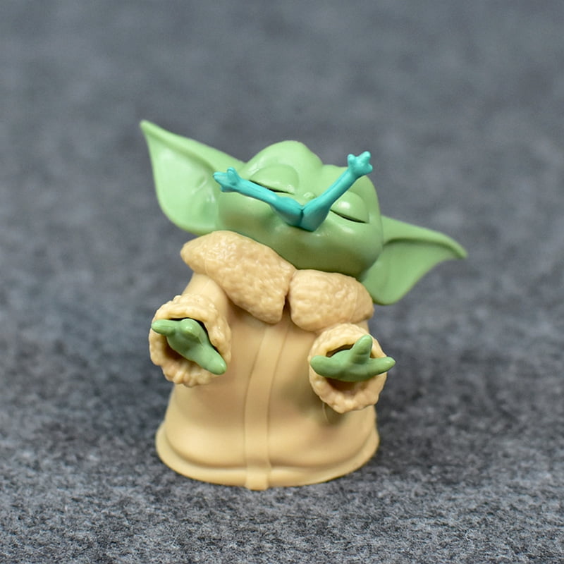 Figura de acción de Baby Yoda Grogu Eating Frogs, colección de juguetes ...