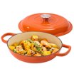 Hawsaiy 3 Quart Enameled Shallow Cast Iron Dutch Oven with Lid, Dual ...
