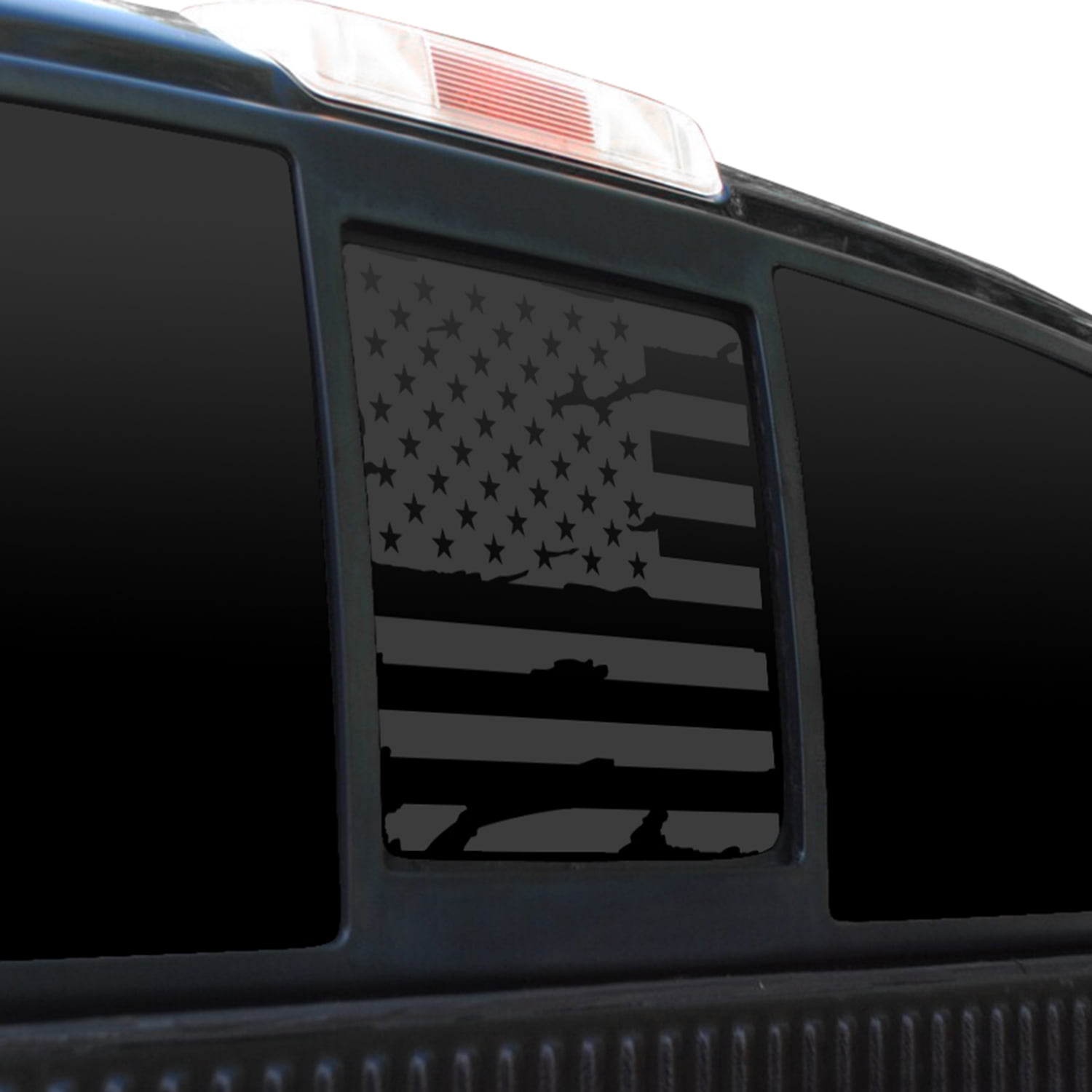BOGAR TECH DESIGNS Rear Middle Window Distressed American Flag Vinyl ...