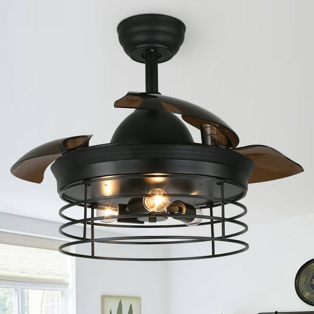 Oaks Aura 36 Inch Ceiling Fan Light Retractable Blades Chandelier with ...
