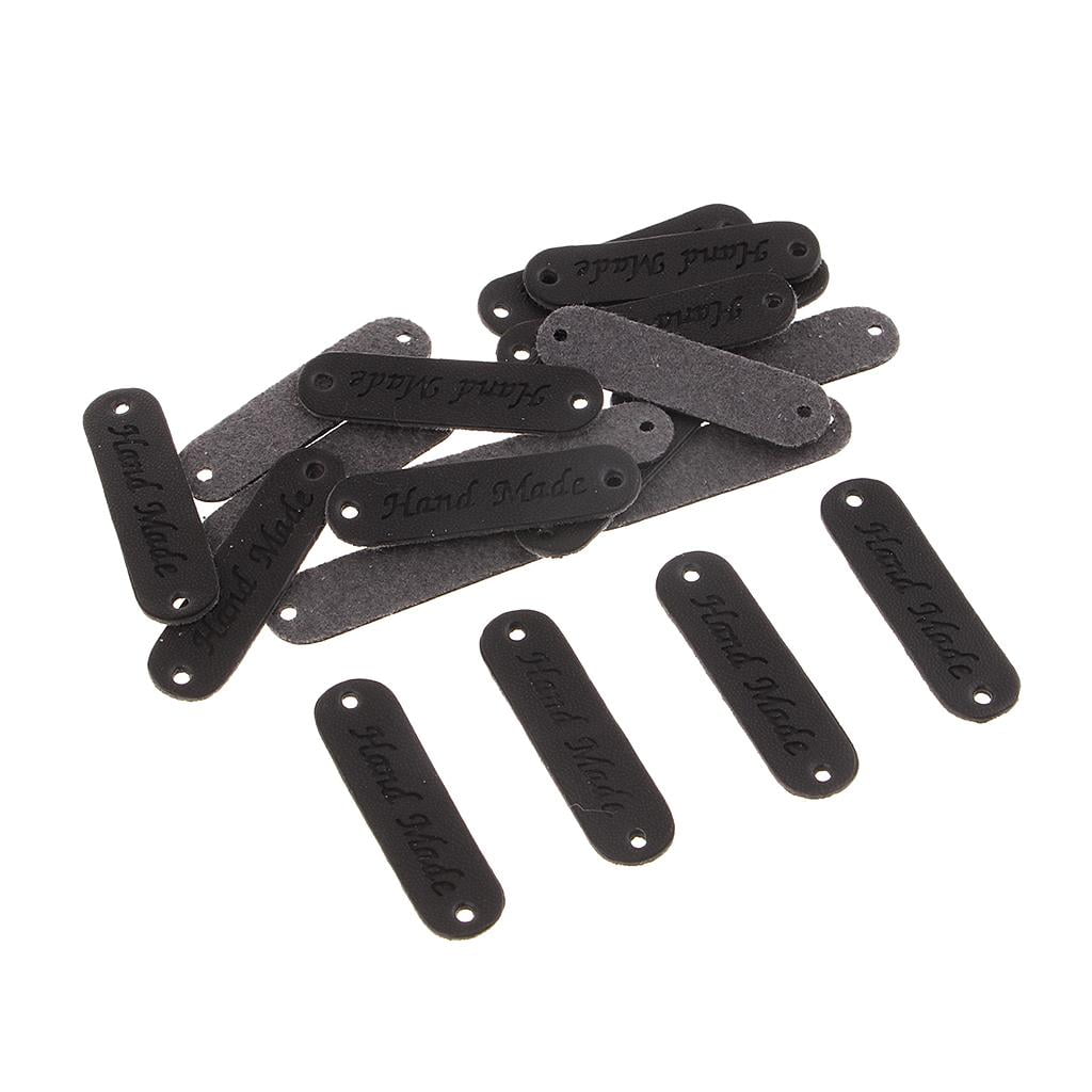 20 Pcs Retro Labels PU Leather Label Tags Buttons Handmade - Black ...