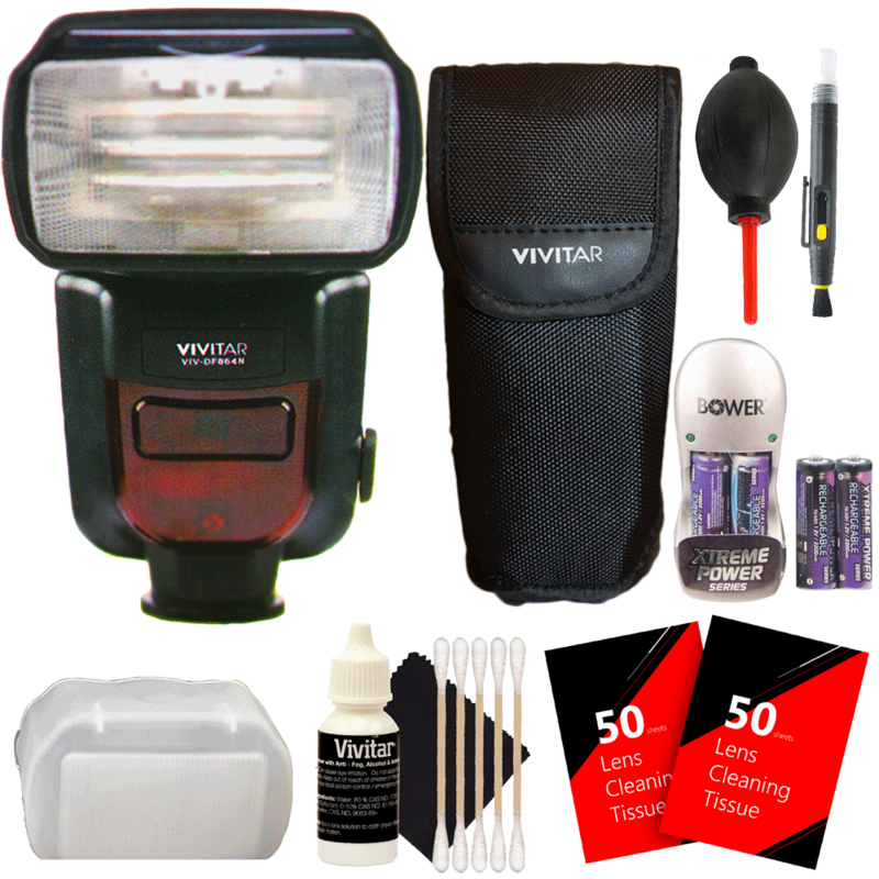 Vivitar DF-864 Speedlight Flash with Deluxe Accessory Kit for Nikon ...