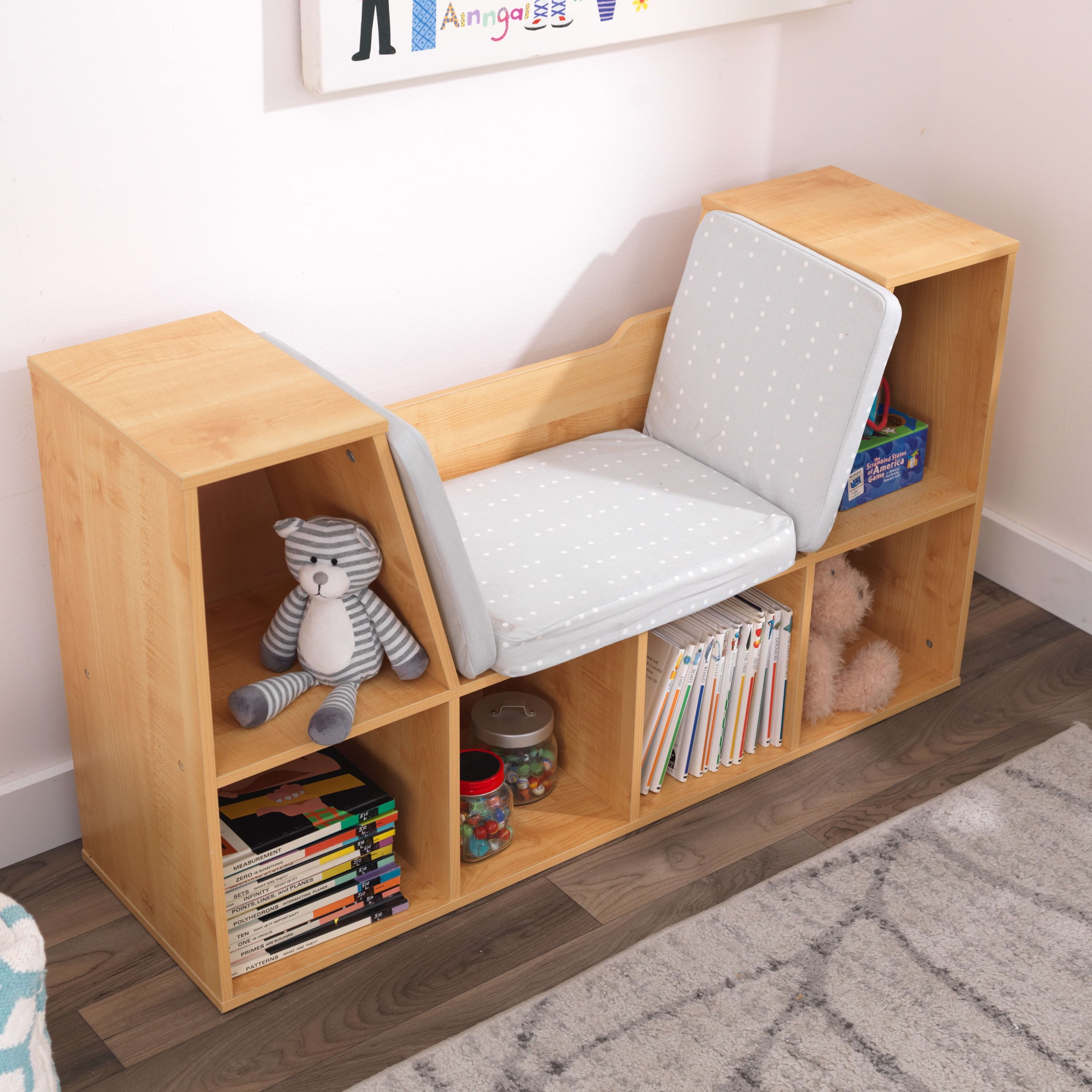 Free Shipping KidKraft Bookcase with Reading Nook 6 Shelves Natural Walmart
