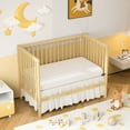 SESSLIFE 5-In-1 Convertible Crib, Natural Baby Bed, Converts from Baby ...