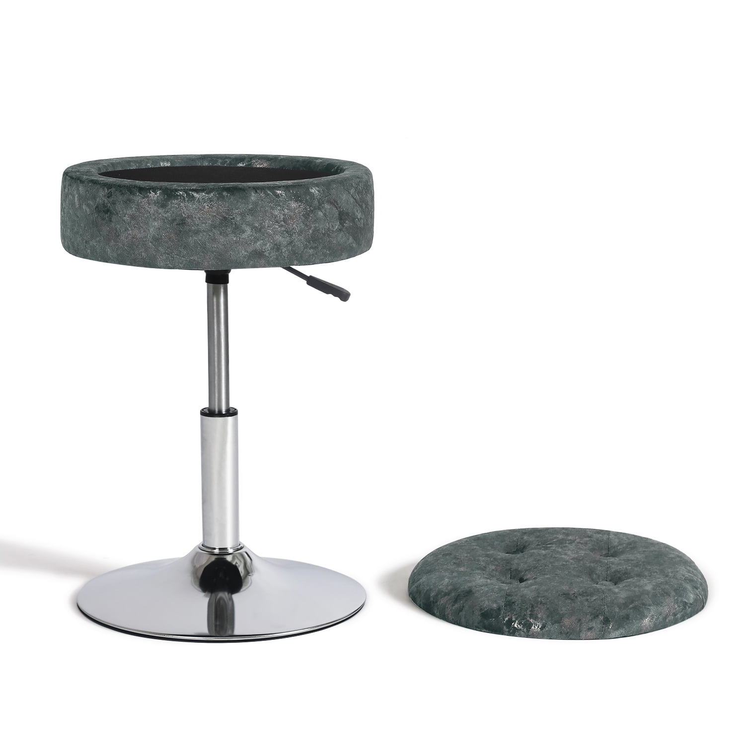 Homebeez Storage Ottoman Vanity Stool,360°Swivel Height Adjustable Foot ...