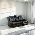 Multifunction Power Air Leather Recliner Sofa with LED Lights, Living ...