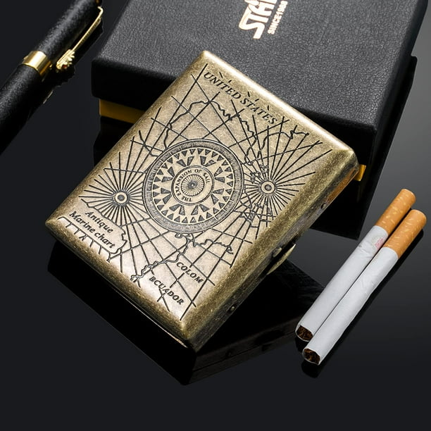 Retro Metal Cigarette Case for 20 Cigarettes Stainless Steel Cigarette ...