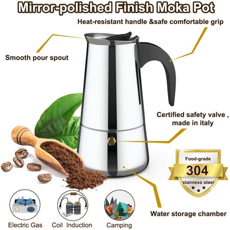 Stovetop Espresso Maker with Classic and Rich Brews Moka Pot, Cuban ...