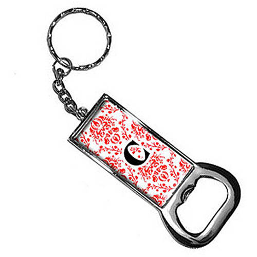 Letter C Initial Damask Elegant Red Black White Keychain Key Chain Ring ...