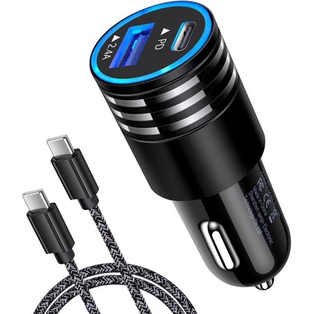Fast Charger PD Car Charger Block 18W Car Plug+USB C to C Fast Charging ...