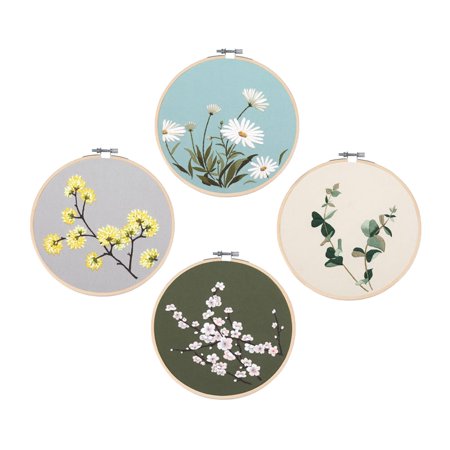 Embroidery Starter Kit Stitch with Pattern and Instructions Bamboo NO ...