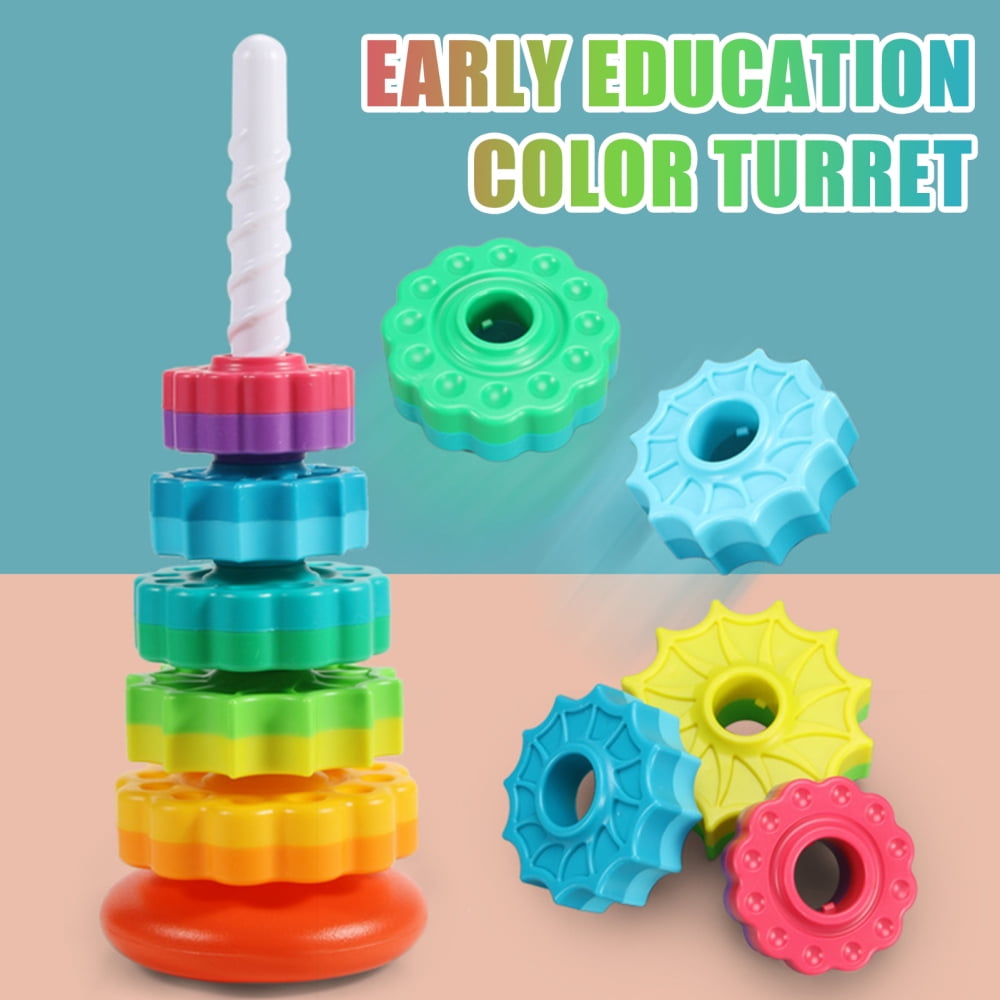 Montessori Colorful Spinning Stackable Toys Practical Rotatable ...