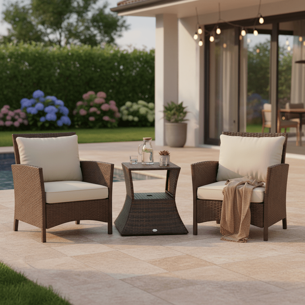 Click here for Unbranded Outdoor Rattan Coffee Table In Mixed Bro... prices