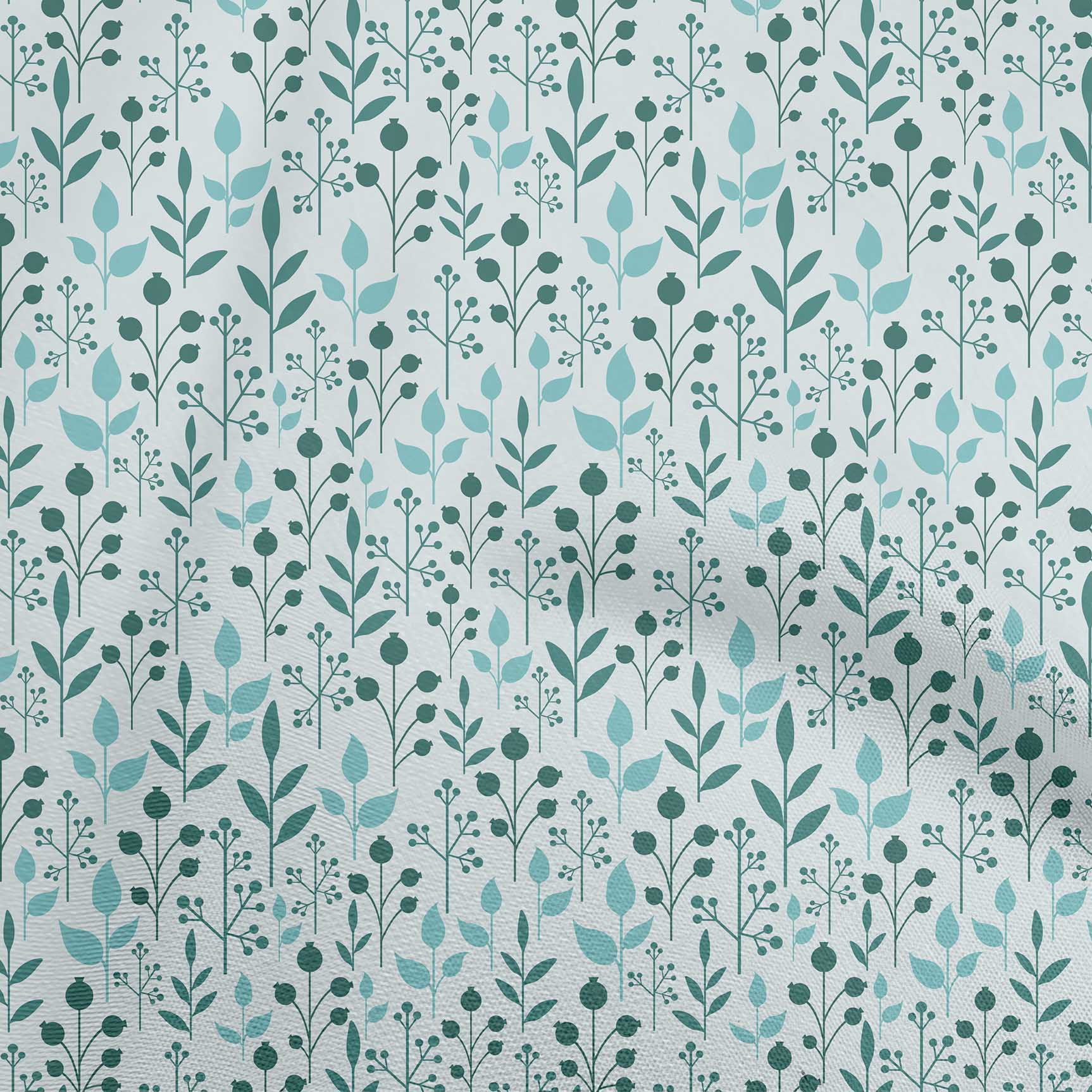 oneOone Cotton Flex Teal Blue Fabric Leaves Dress Material Fabric Print ...