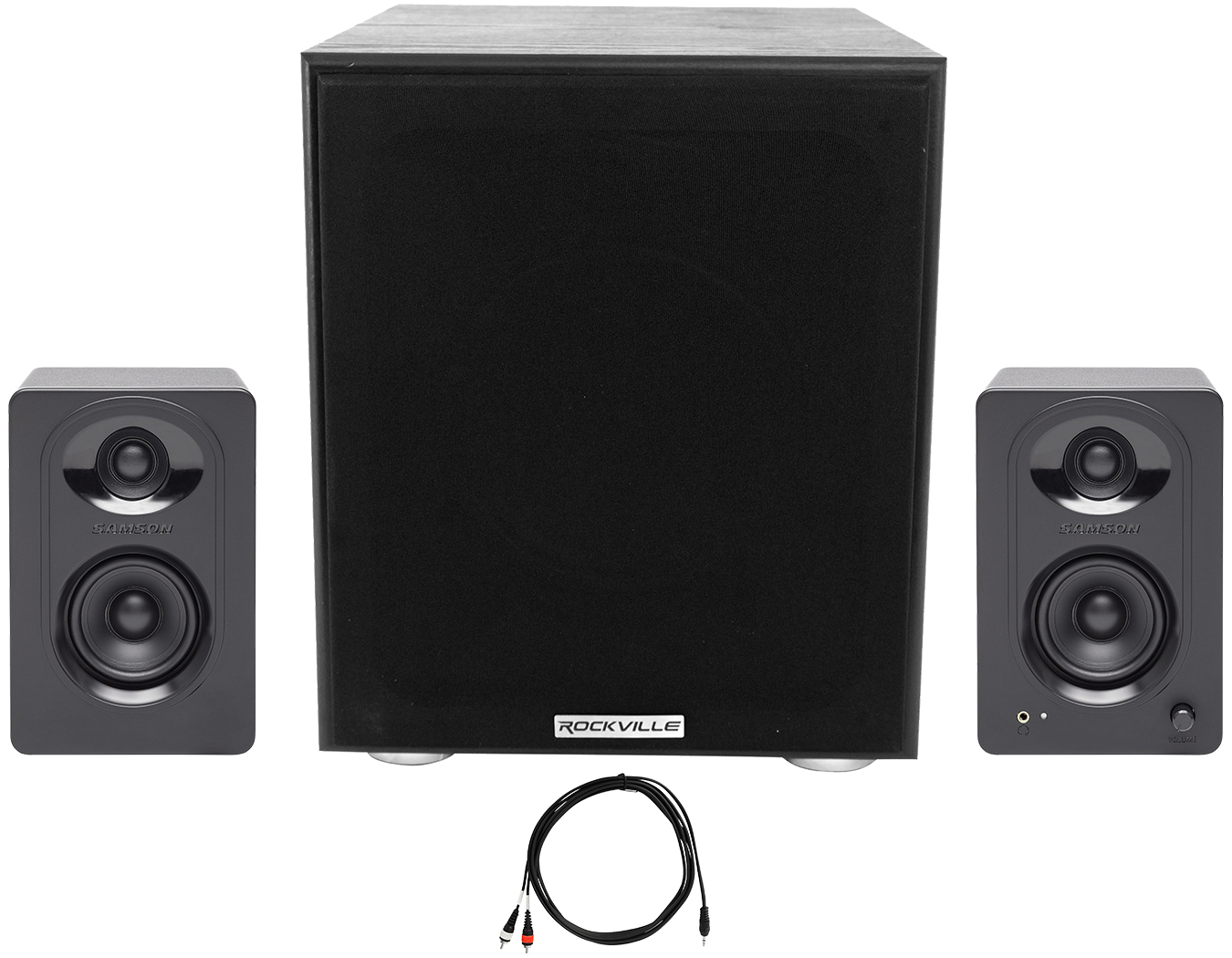 (2) SAMSON M30 3" Powered Studio/Computer/Podcast Monitors Speakers+8 ...