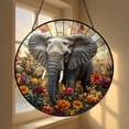 Elephant Boho Stained Glass Style Window Hanging Suncatcher, Animal ...
