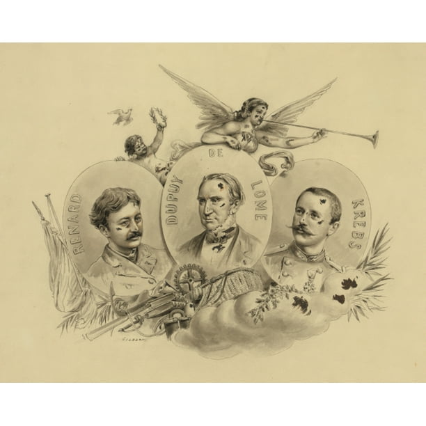 Print: Commemorative Portrait Of Balloonists Charles Renard, Dupuy De ...