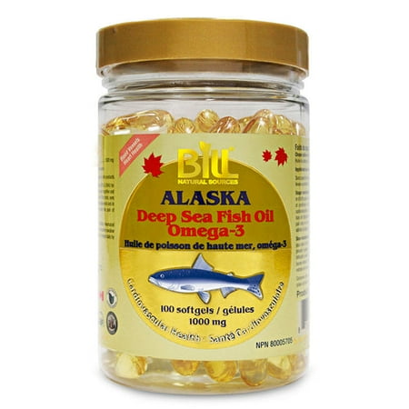 Bill Alaska Deep Sea Fish Oil 1000mg 100 Softgels(Golden Cap) | Walmart ...