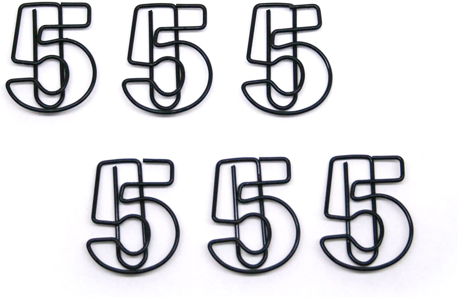 25 Count Black Number 5 Shaped Paper Clips, Number 5 Lover Cute Gifts ...