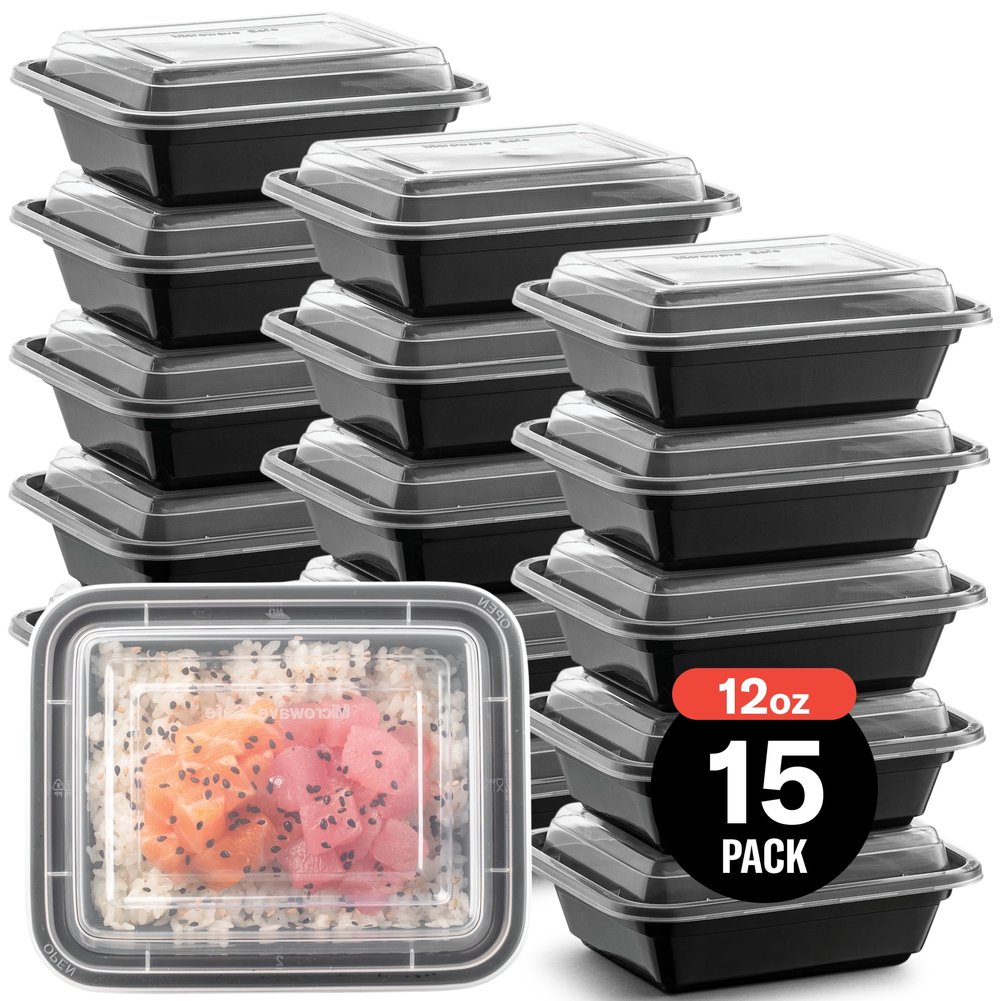 Promoze 15-Pack tiny Meal Prep Plastic Microwavable Food Storage ...