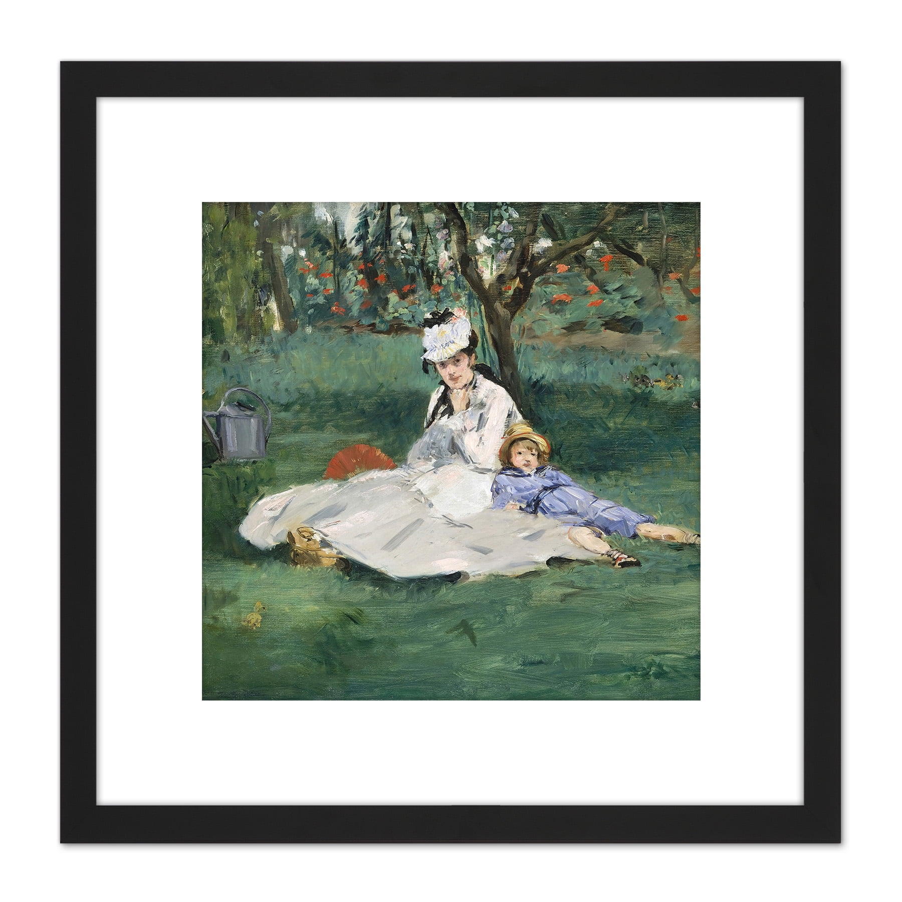 Manet Monet Family In Their Garden Argenteuil Painting 8X8 Inch Square ...
