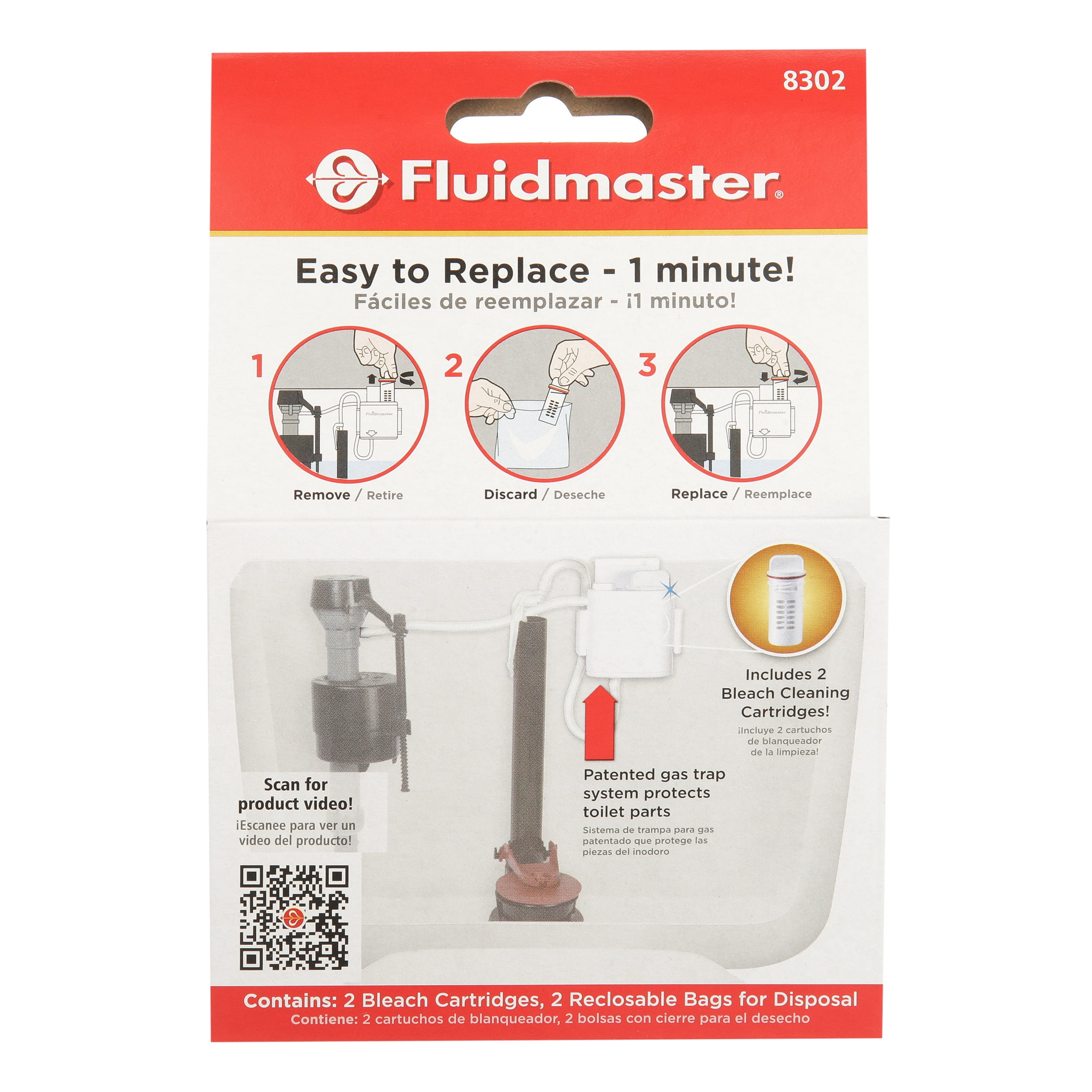 Fluidmaster 8302P8 Flush 'n Sparkle Automatic Toilet Bowl Cleaning System Bleach Refill ...
