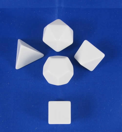 Platonic Blank Dice White Dice with No Pips D6 16mm (5/8in) Pack of 5 ...