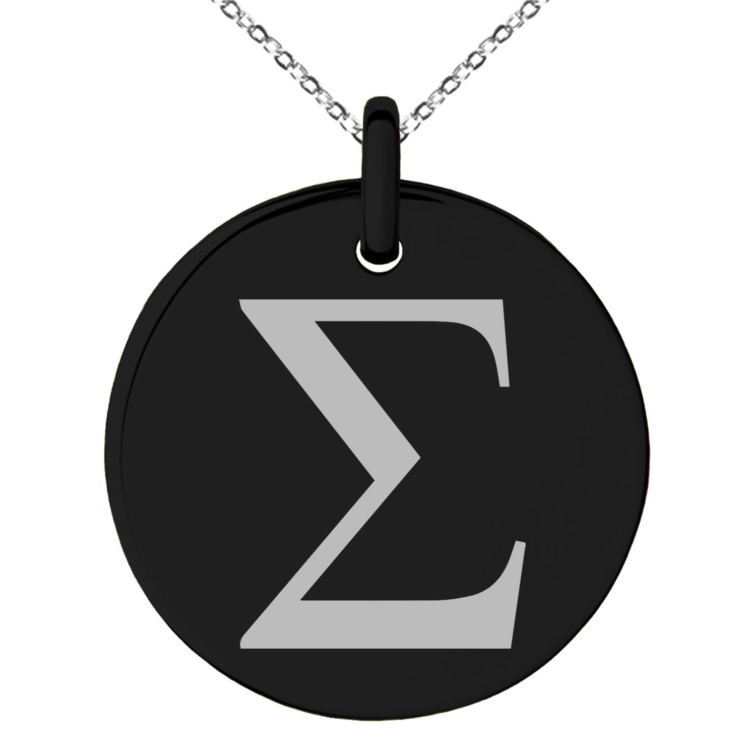 Stainless Steel Sigma Mathematical Engraved Small Medallion Circle ...