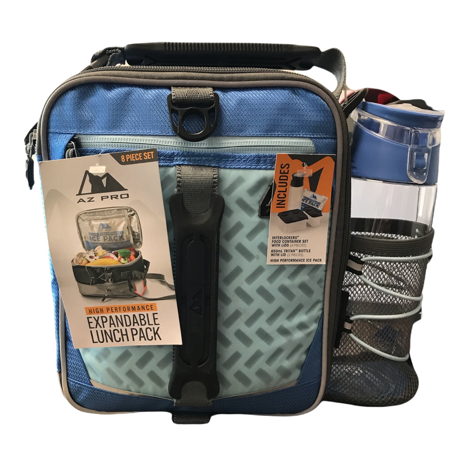 AZ Pro High Performance Expandable Lunch Pack 8 Piece Set 2 Tone Blue ...