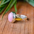 ELANZAA JEWELS- Pink Opal Ring Adjustable 925 Sterling Silver Band With ...
