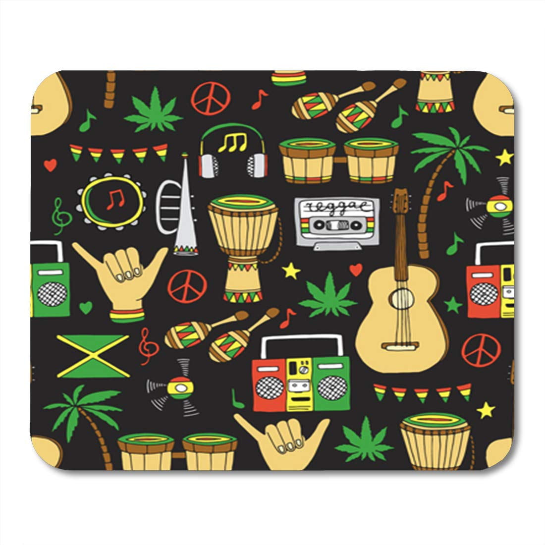 POGLIP Jamaican Rasta Seamless Pattern Vector Illustration Art Reggae ...