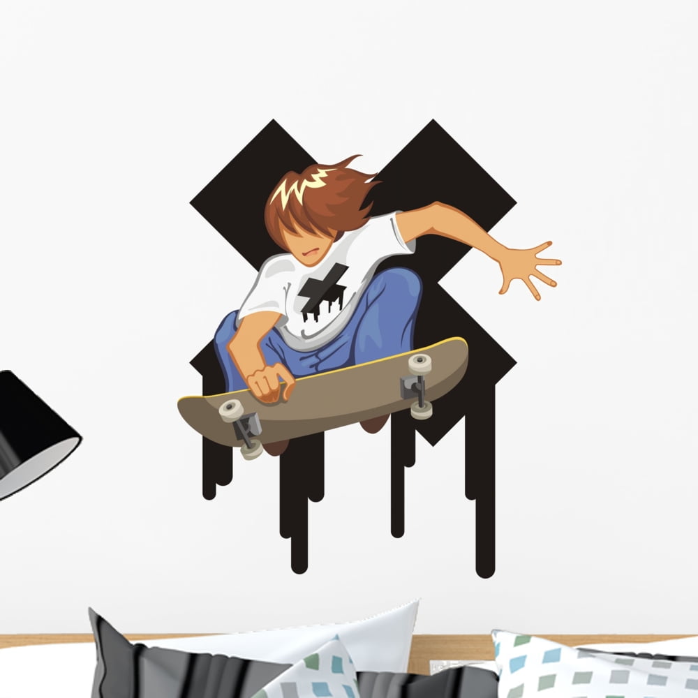 Young Man Jumping with Wall Mural by Wallmonkeys Peel and Stick Graphic ...