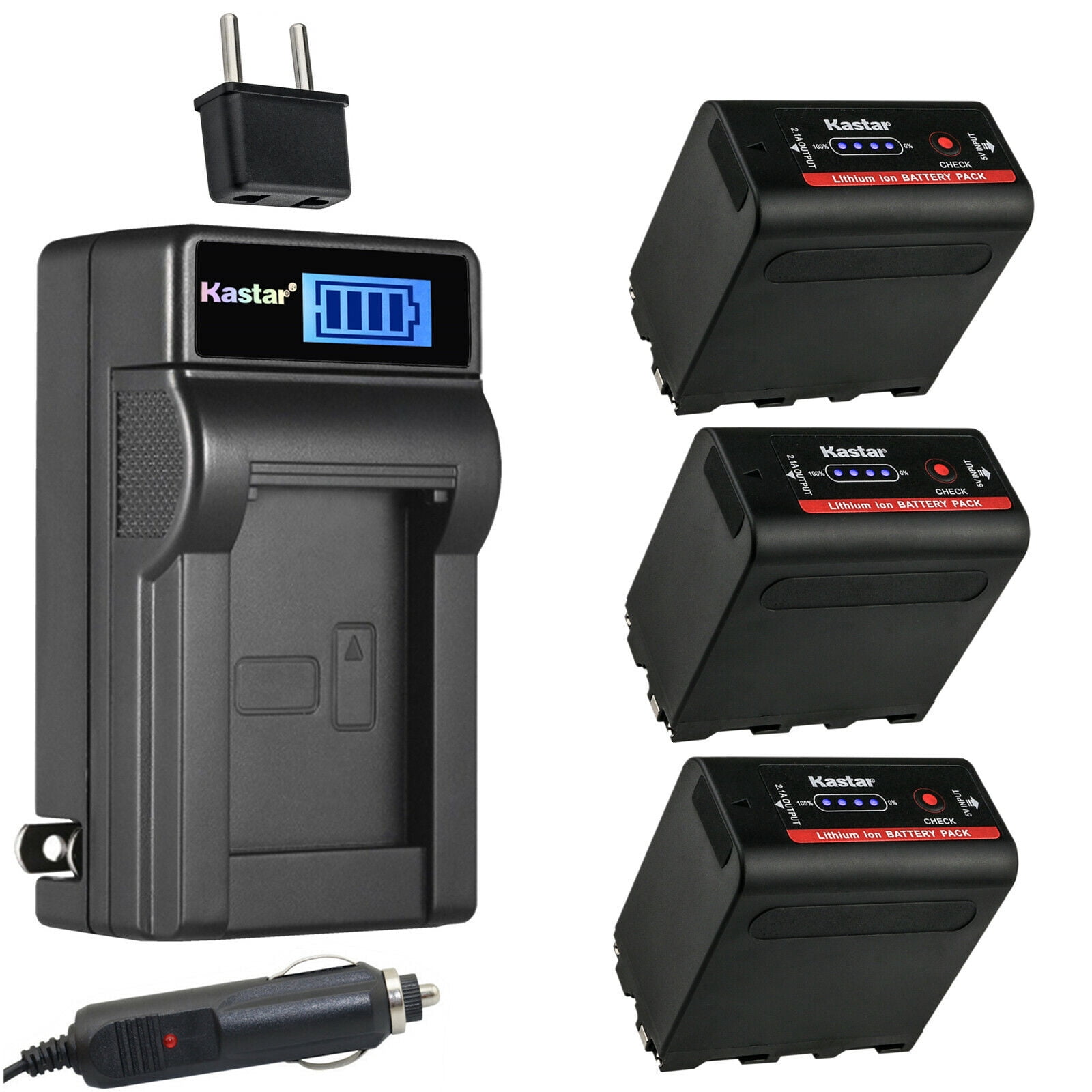 Kastar 3-Pack NP-F980EXP Battery and LCD AC Charger Compatible with ...