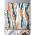 Abstract Curves Sheer Curtains 96 inches Long, Retro Teal Orange Fluid ...