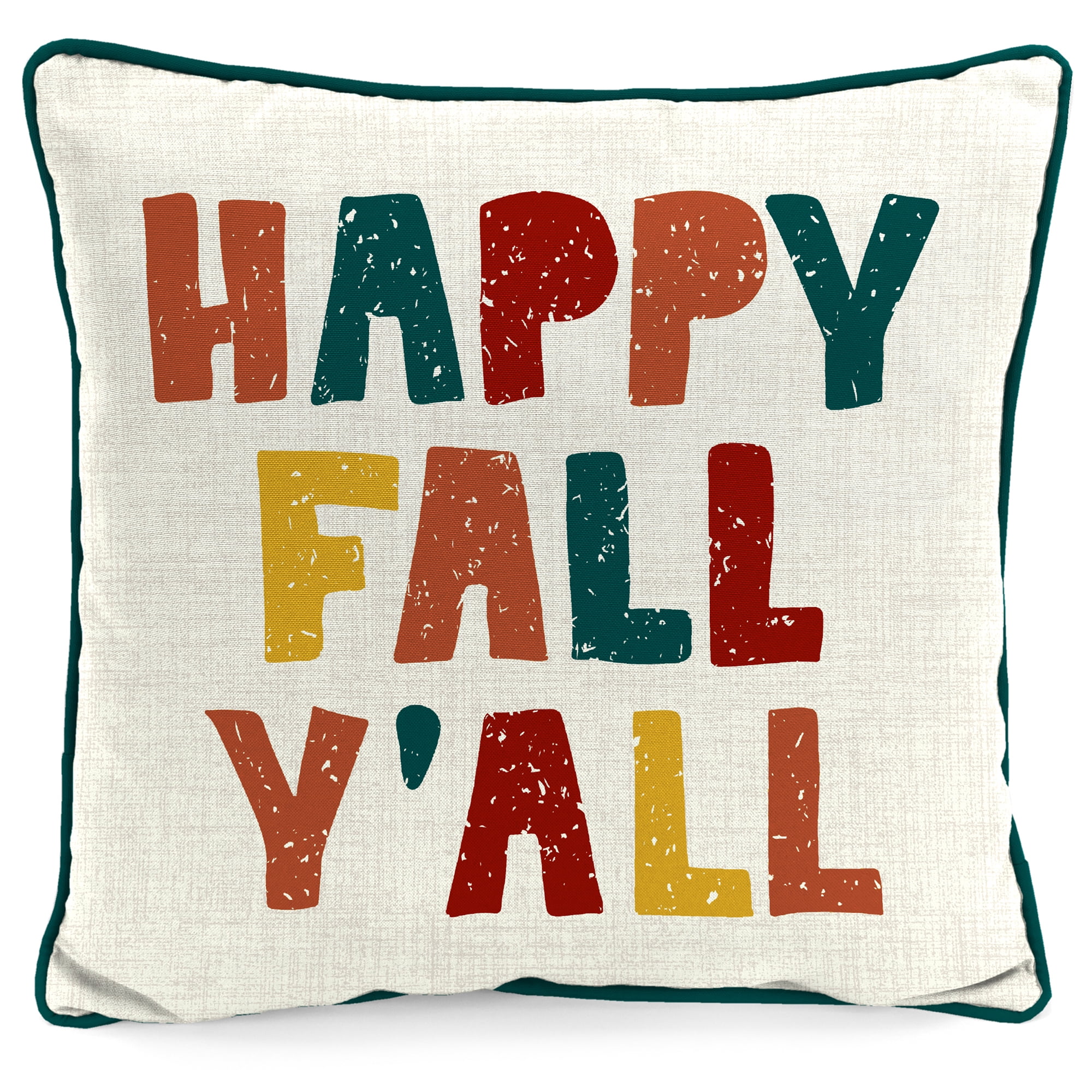 Mainstays Happy Fall Y'all Reversible Outdoor Throw Pillow, 16", Cream ...