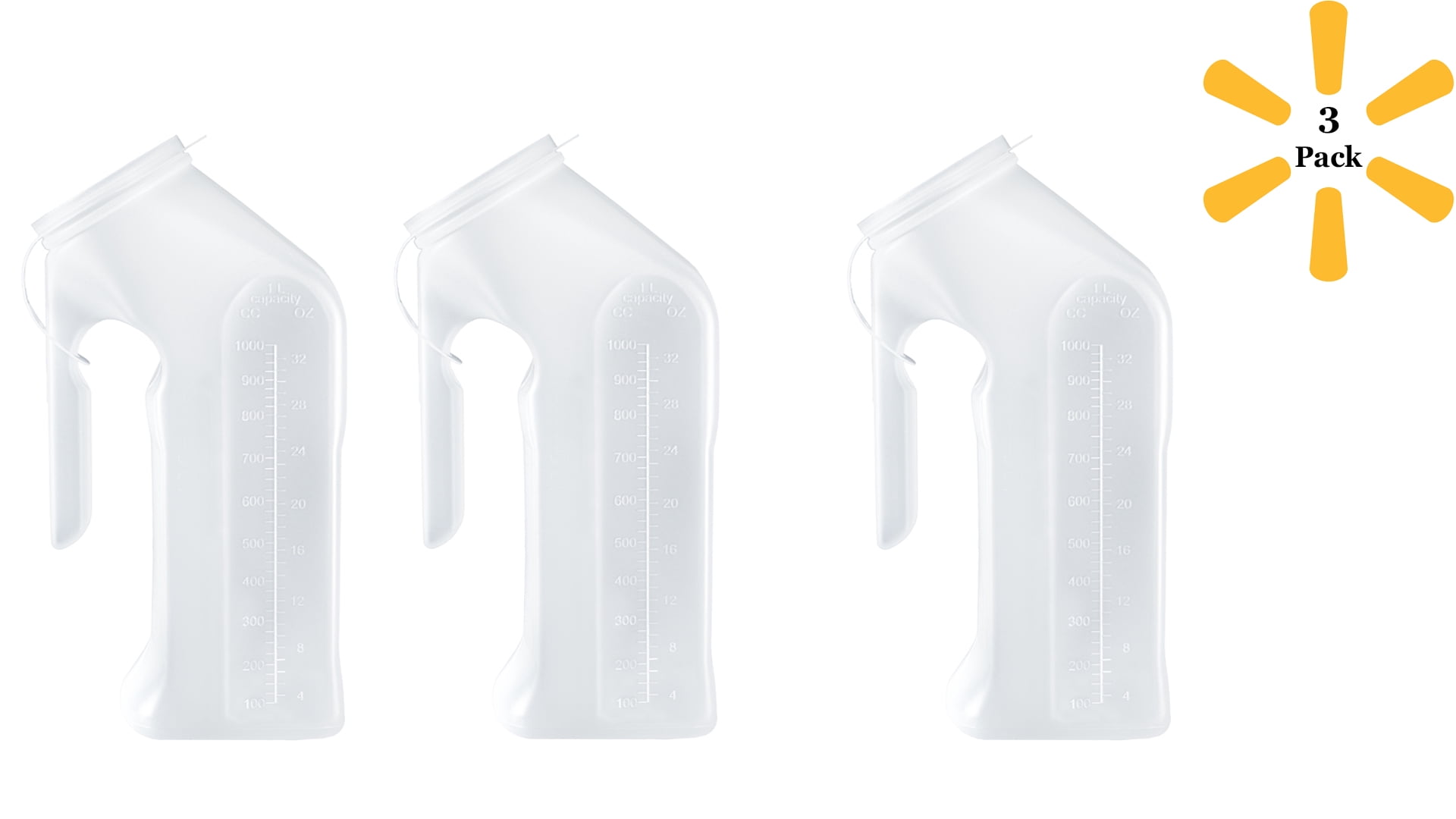 Medegen Translucent Male Urinal With Notched Handle Odor Locking Lid 1 ...