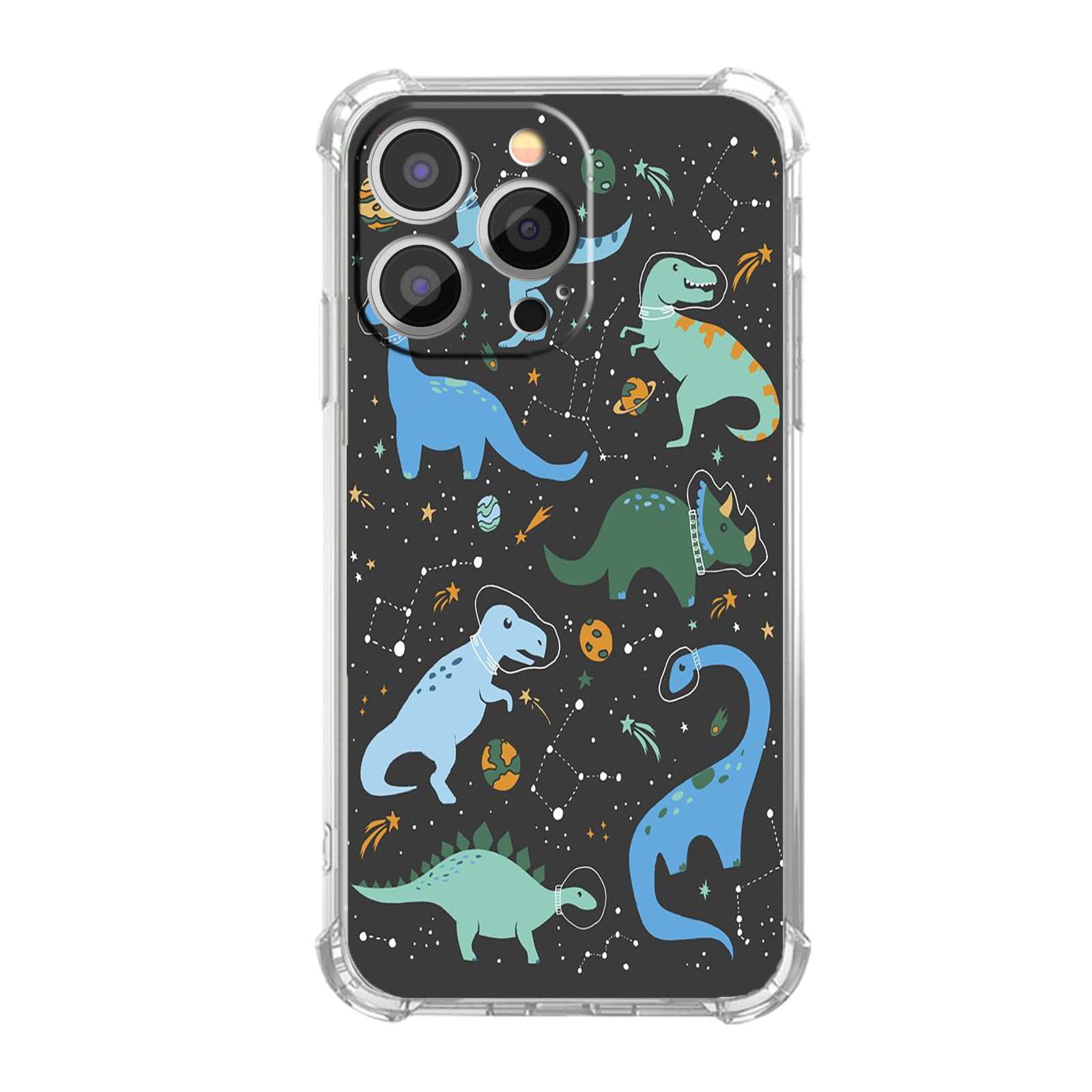 Space Dinosaurs Case for iPhone 13 Pro,Aesthetic Art Design Pattern Soft Full TPU Bumper Cover ...