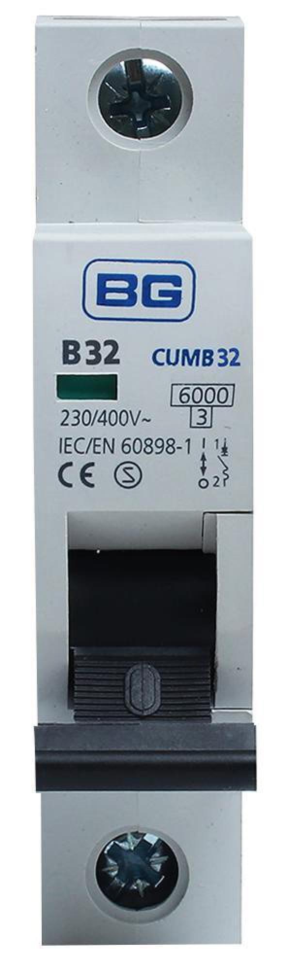 BG ELECTRICAL - 32A Single Pole MCB, B Curve, 6kA - Walmart.com