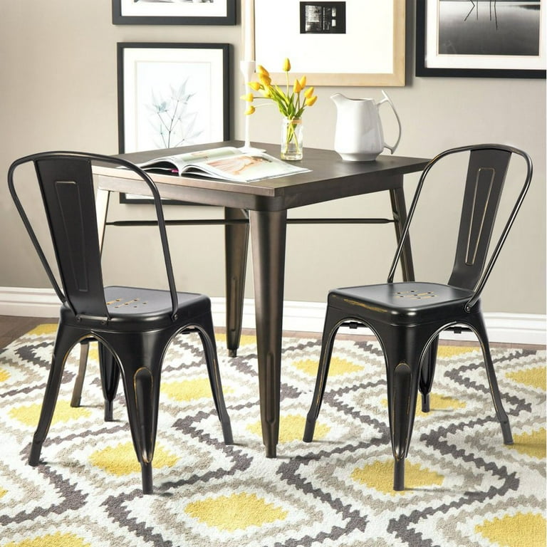 4 black metal chairs store